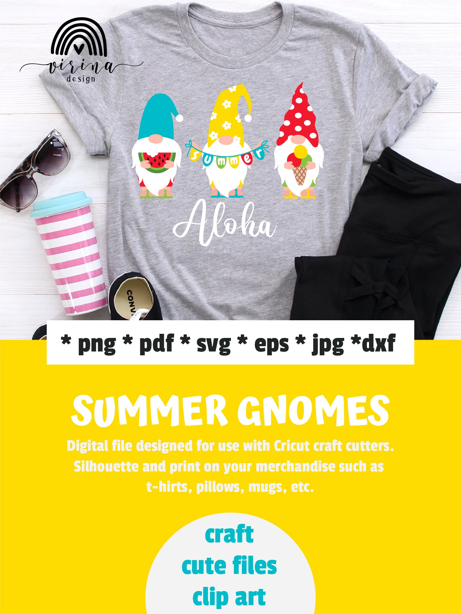 Summer Gnomes SVG Bundle for Cutting Machines