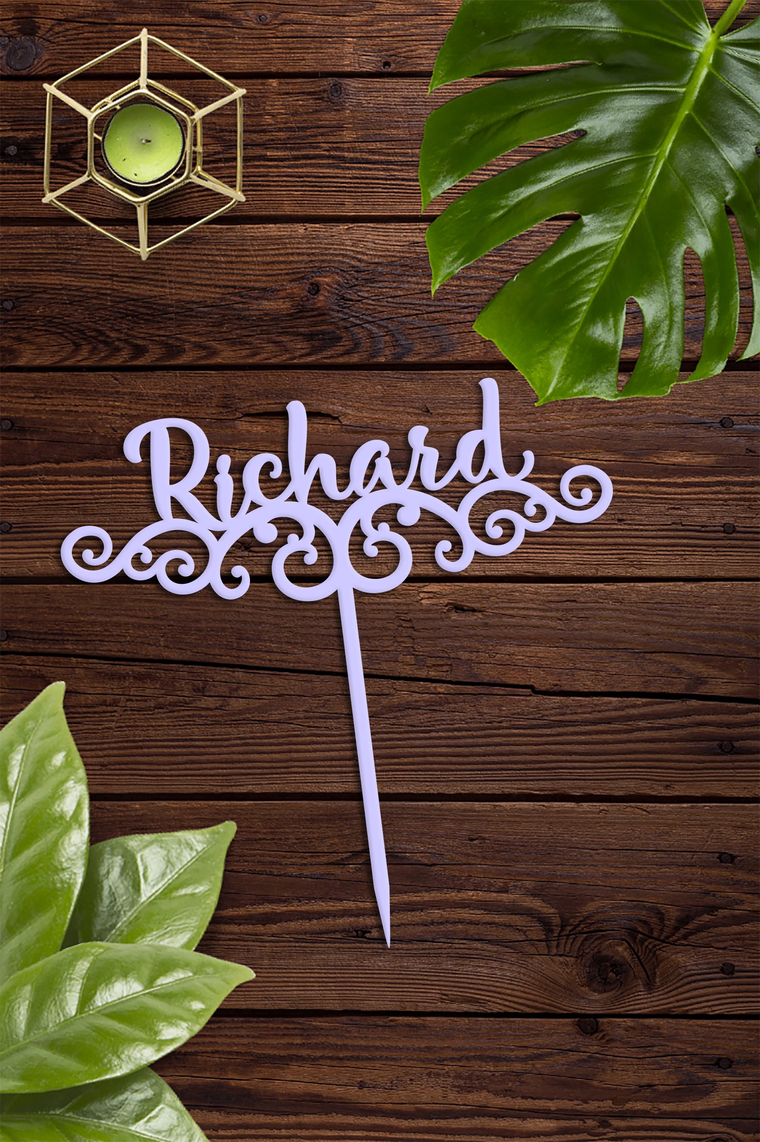 Richard. Name topper for a birthday cake. Laser cutting.