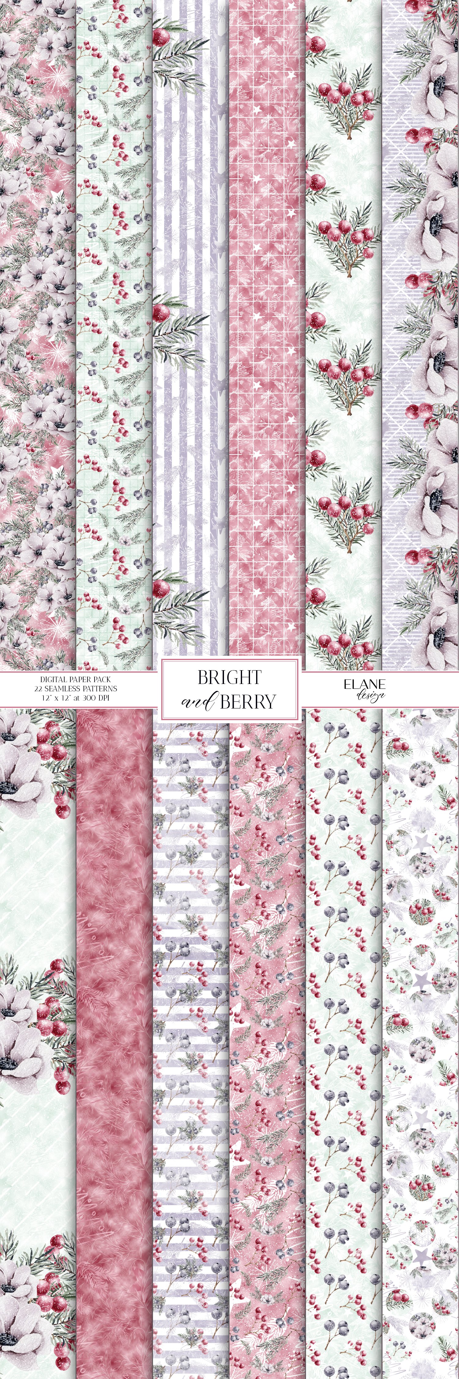 Christmas Digital Paper, Winter Floral Seamless (4244277)