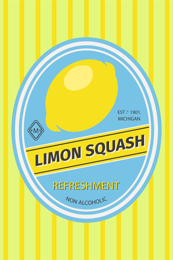 Limon squash retro fruit label