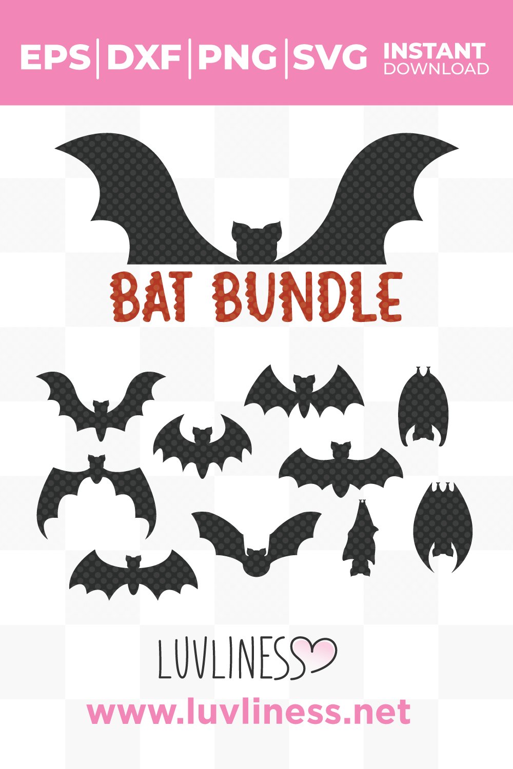 Vector Vampire Bats SVG Bundle, 10 Designs Instant Download