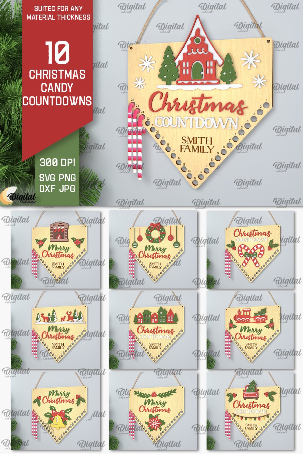 Christmas Candy Countdowns Laser Cut Bundle. Countdowns SVG
