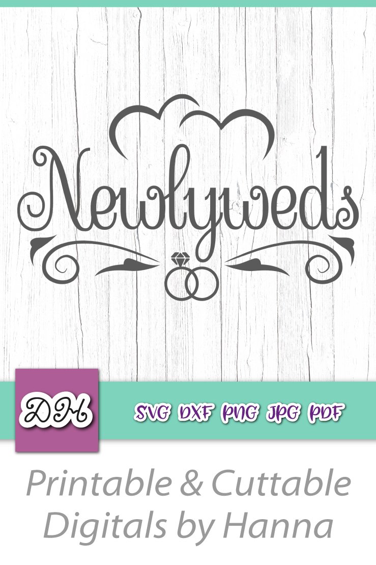 Newlyweds Sign Just Married Hubby Wifey Cut File