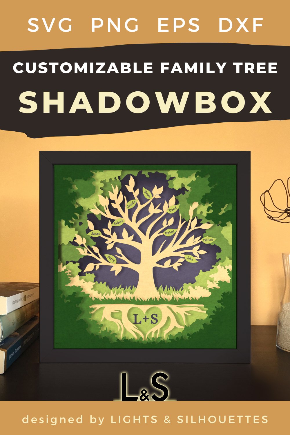 Customizable Family Tree Shadow Box Svg | Papercut Light Box