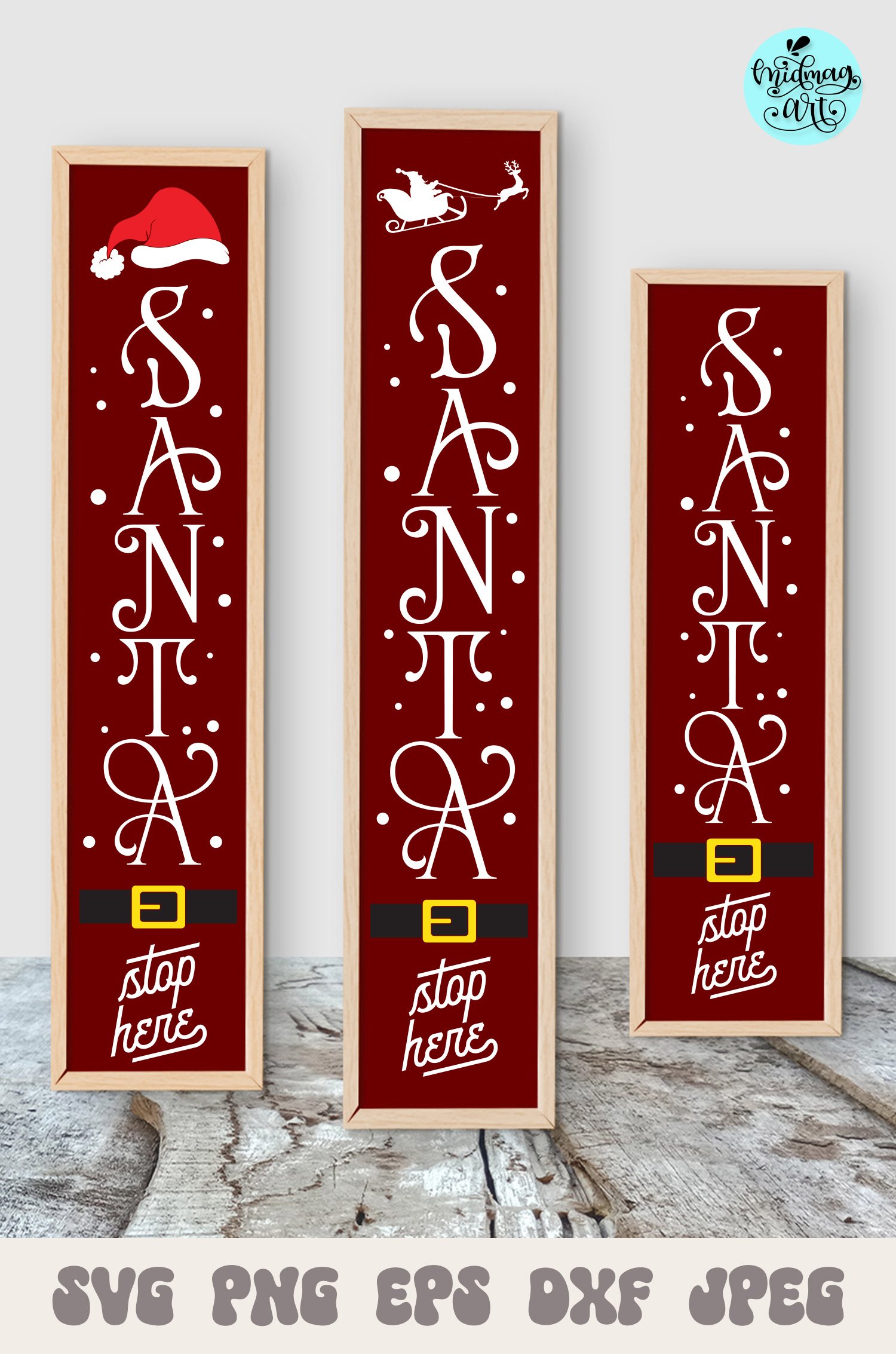 Santa stop here porch sign svg, Christmas Vertical (2317097)
