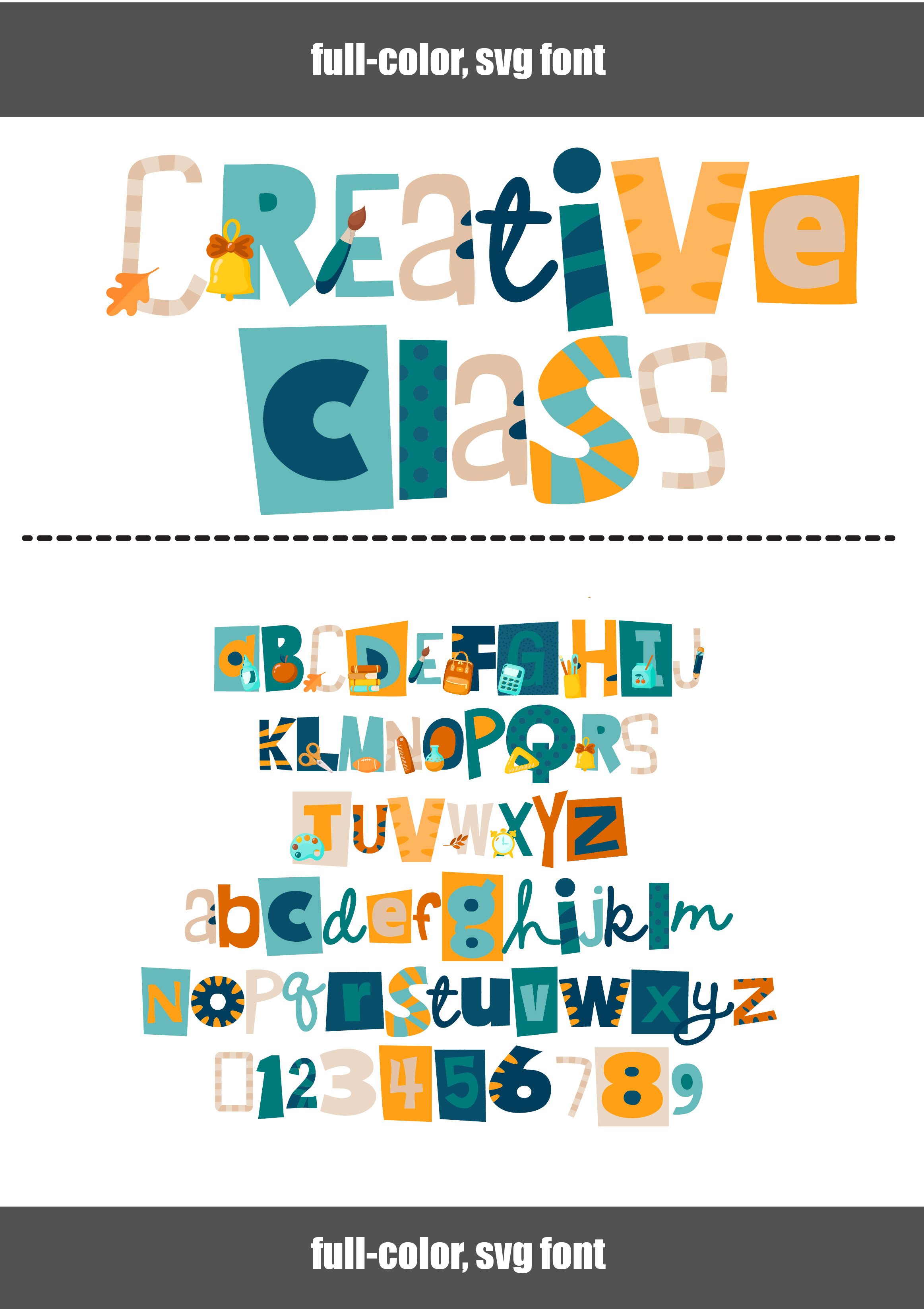 Full Color SVG school and teacher font