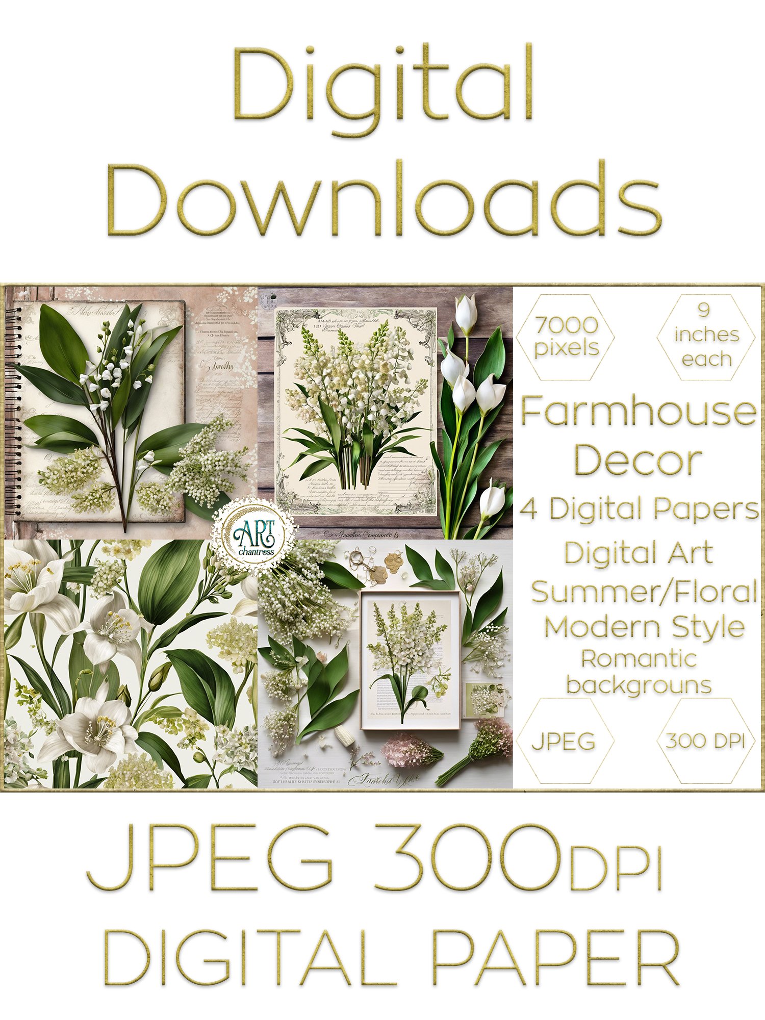 Vintage Lily of the Valley Digital Paper Retro (3606969)