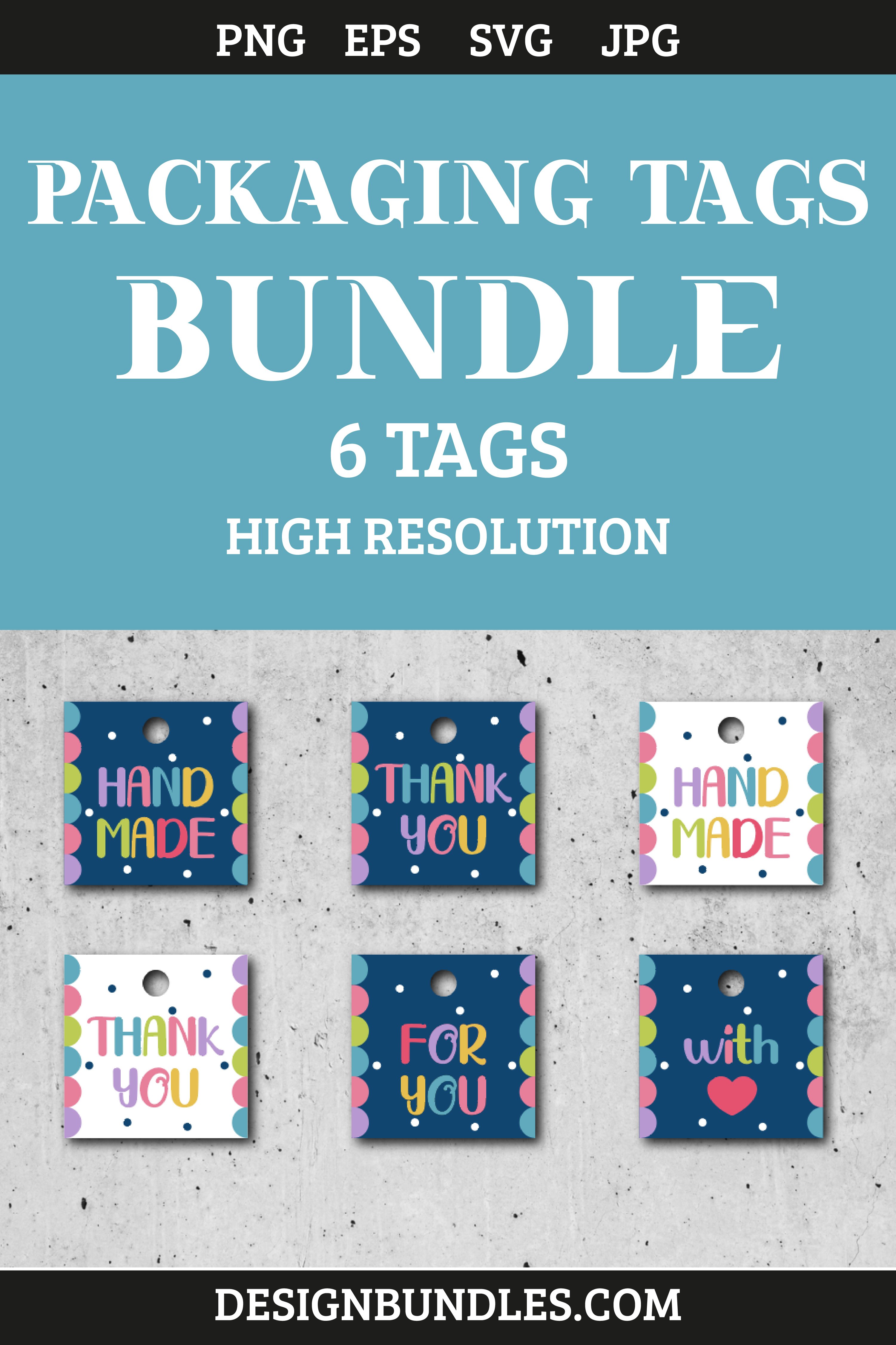 6 Packaging tags, cute labels bundle