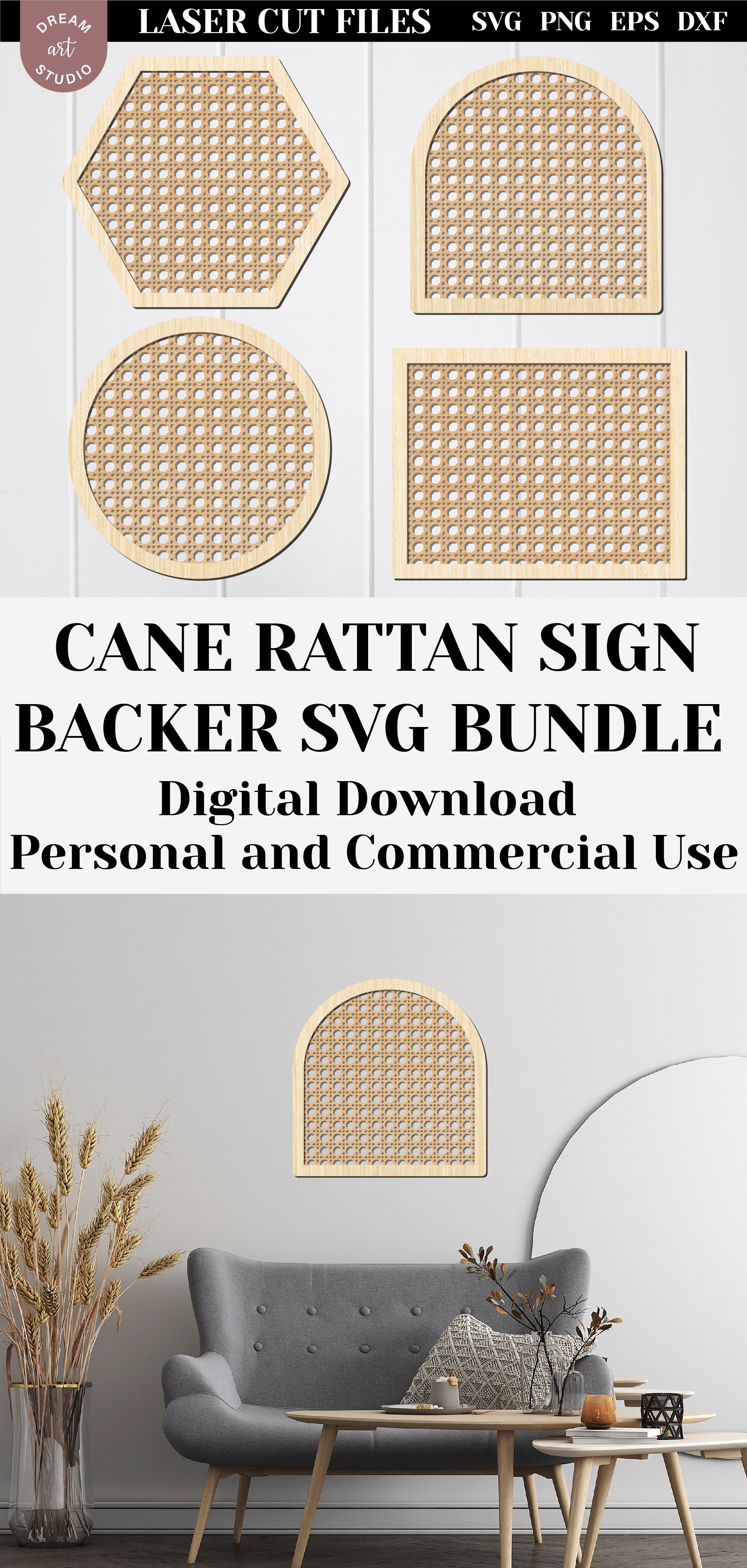 Cane rattan sign backer svg bundle Digital laser cut files