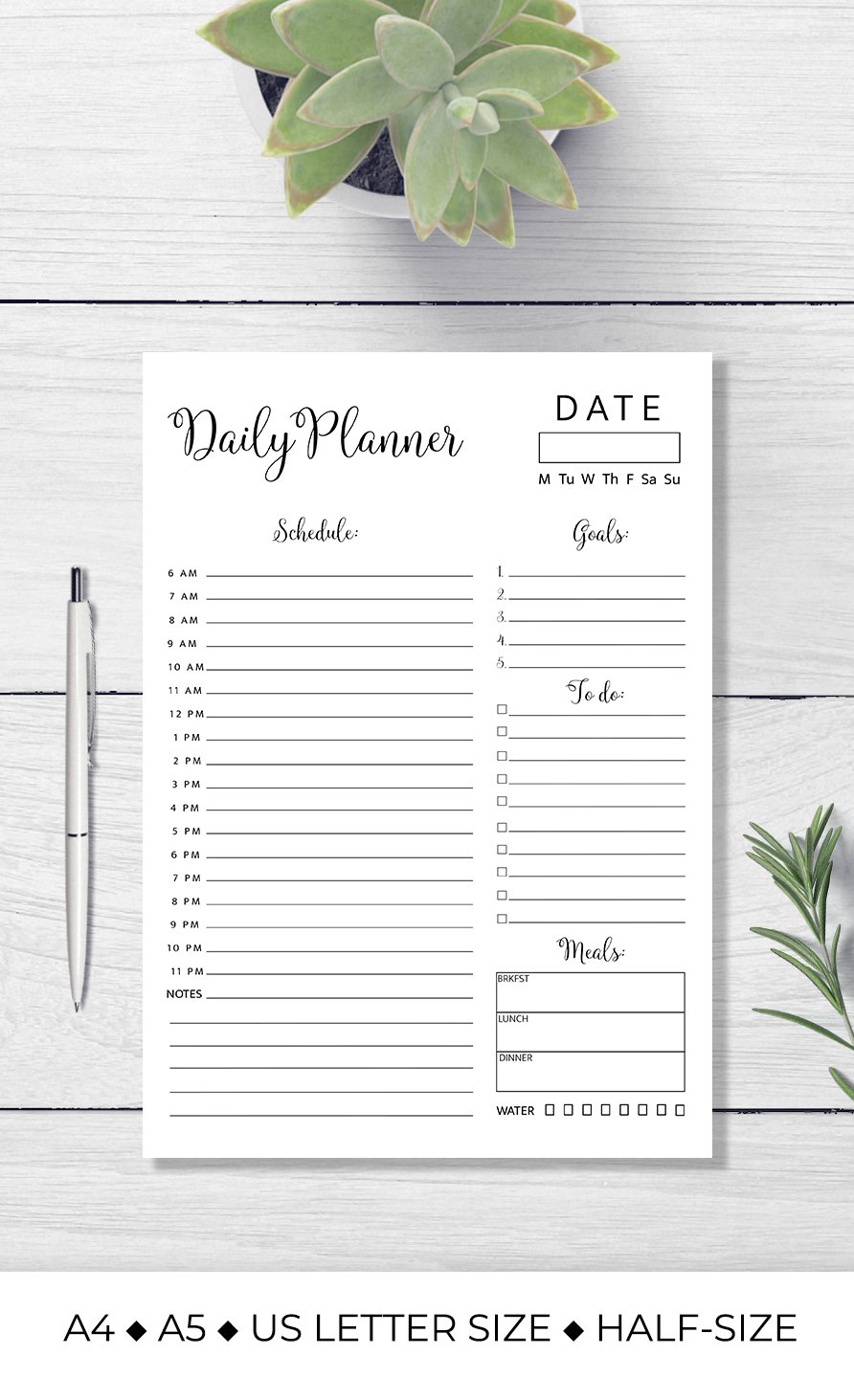 Daily Planner Page. Planner inserts Printable.