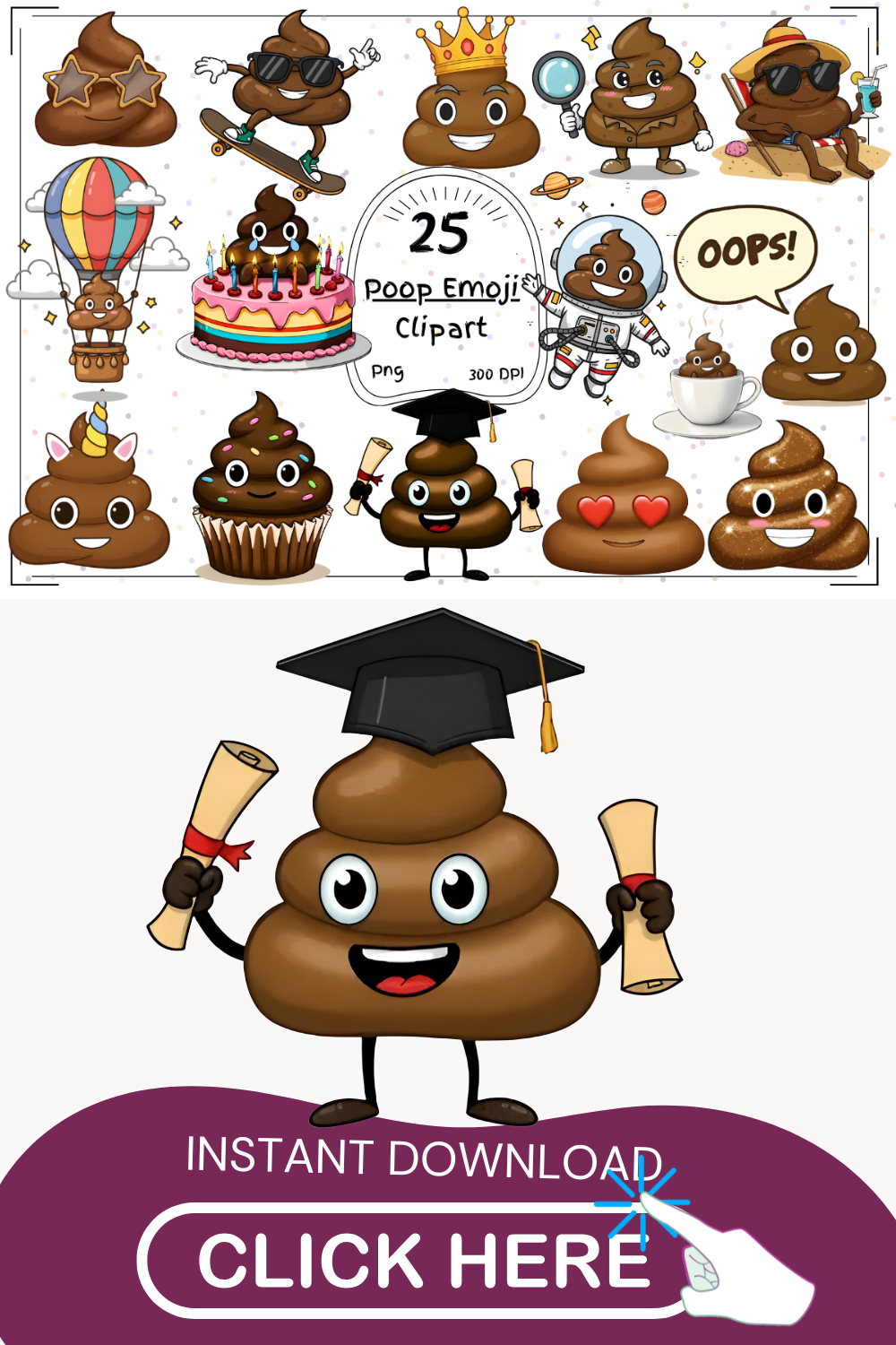 Fun Poop Emoji Clipart Pack – Perfect for Parties & Designs