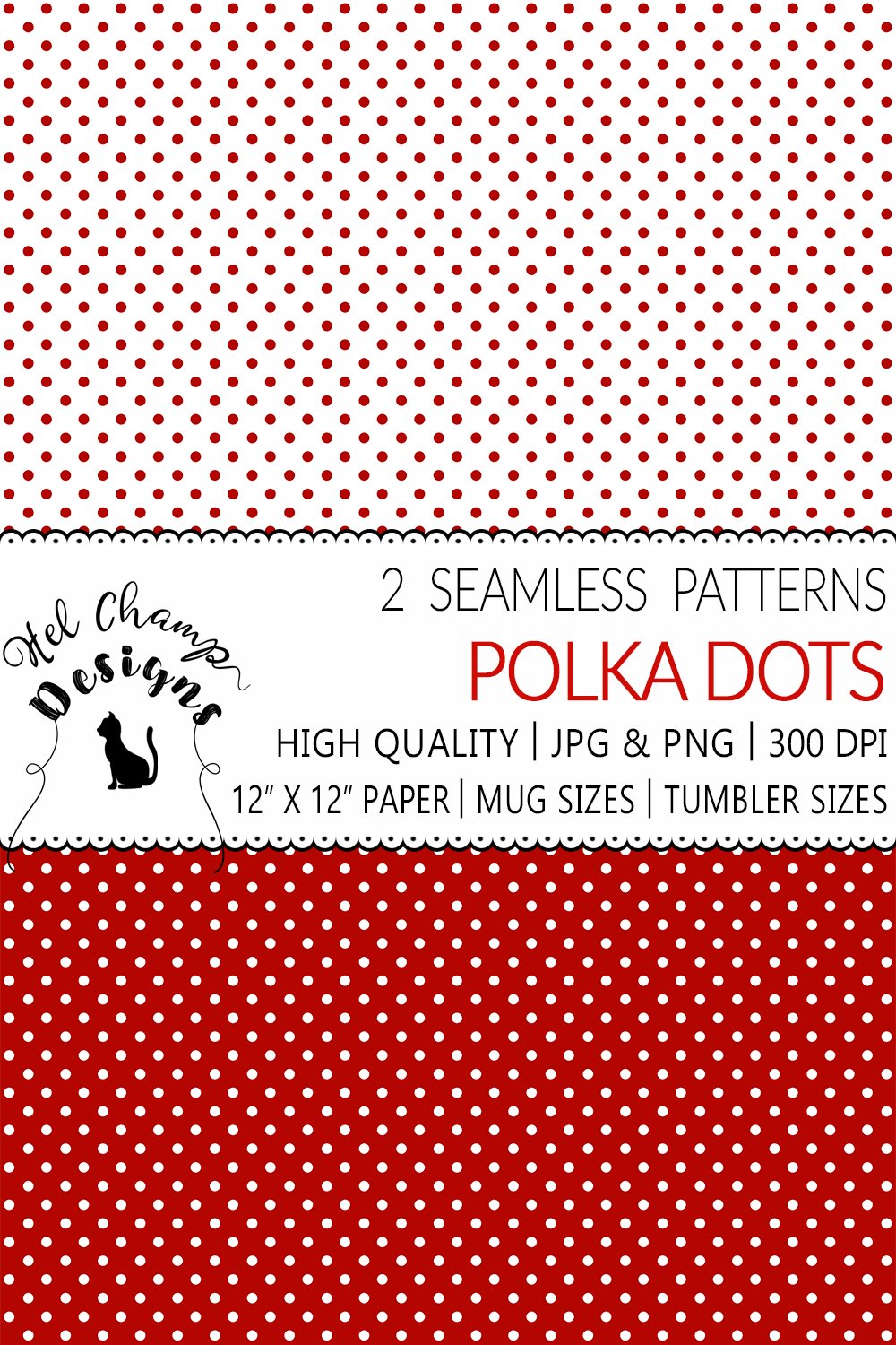 Polka dots crimson red and white scrapbooking papers design