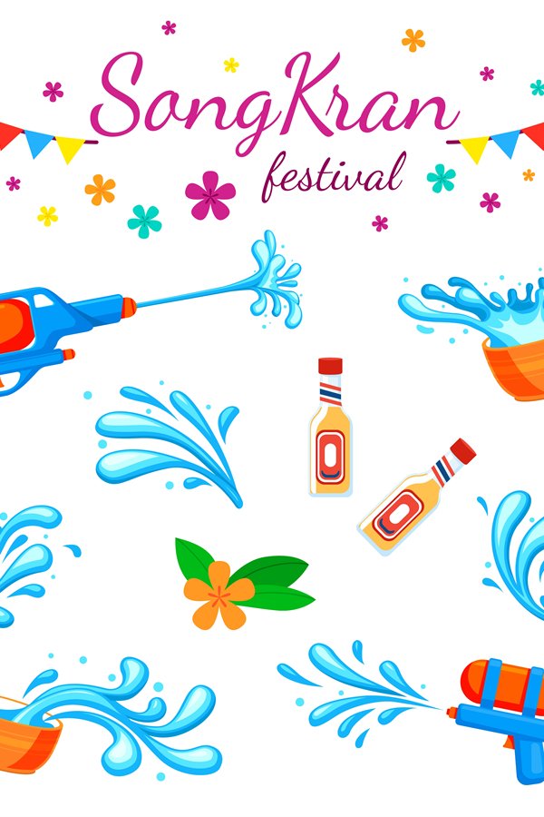 Songkran festival. Color thai water party, thailand travel e