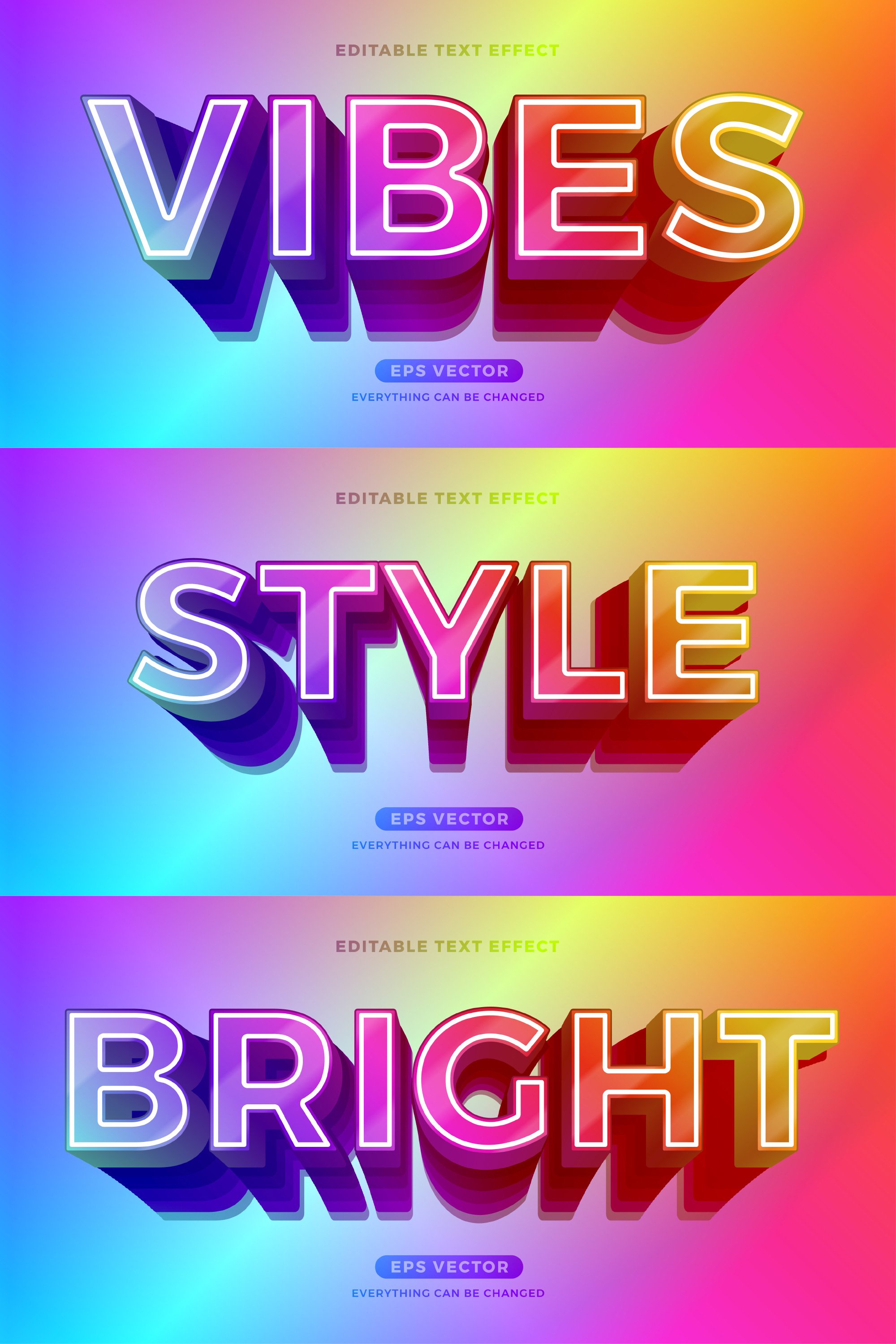 Vibes editable text effect style vector template