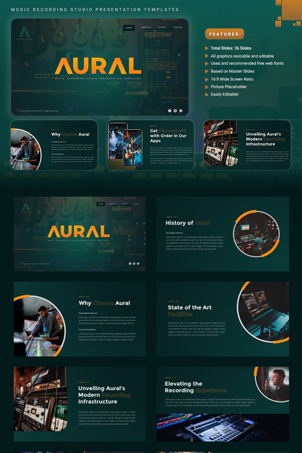Aural - Music Recording Studio Google Slides Template