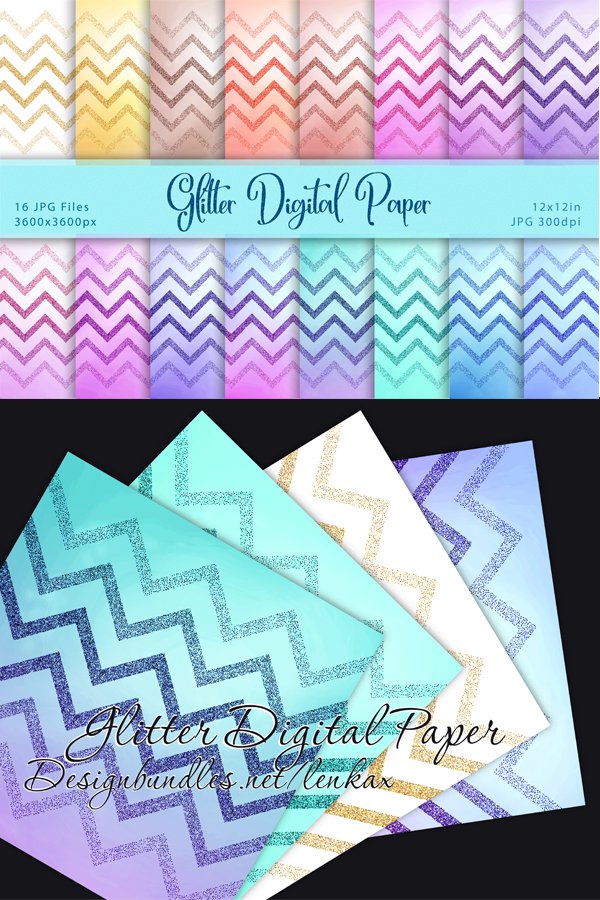 Digital Paper. Glitter Stripes Digital paper