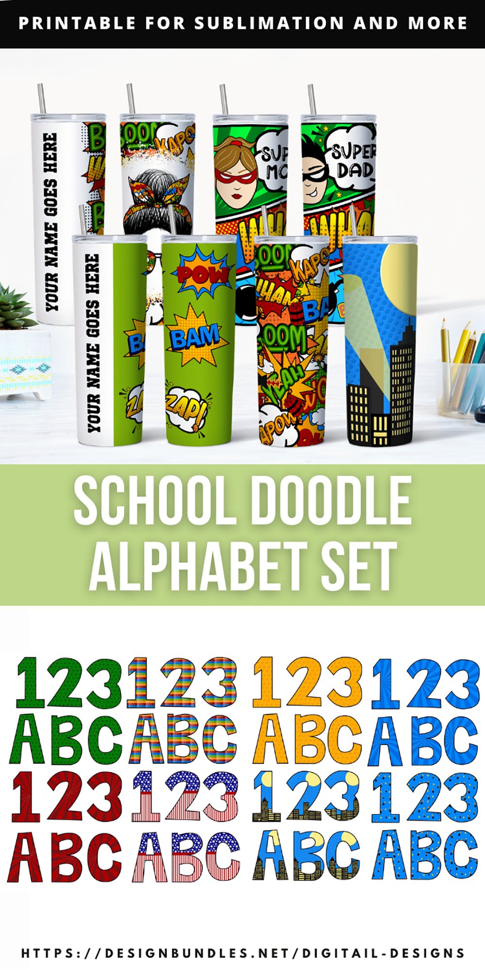 Comic Book Super Hero Alphabet Builder Set Bundle