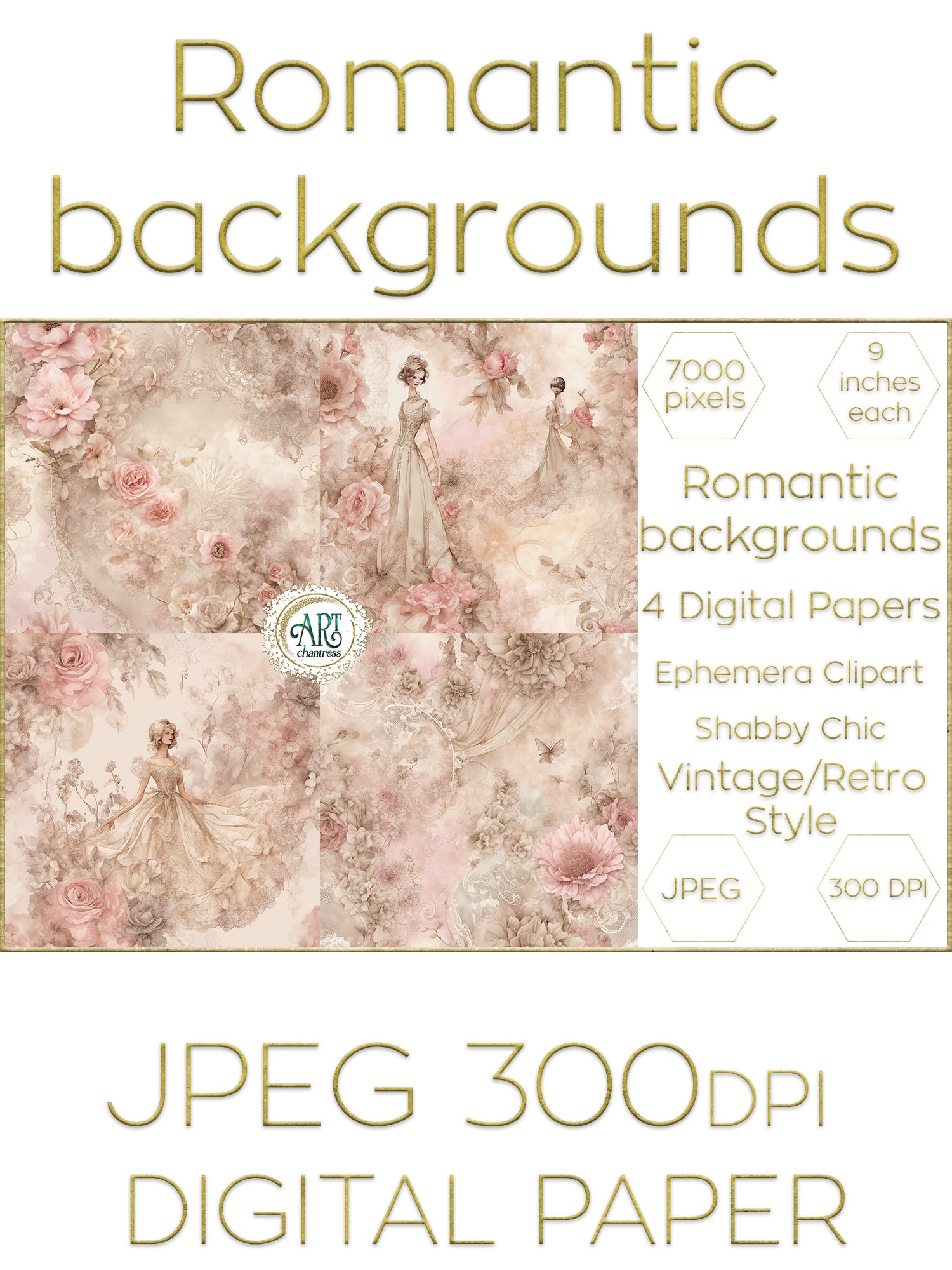 Vintage watercolor digital papers backgrounds soft (2977227)