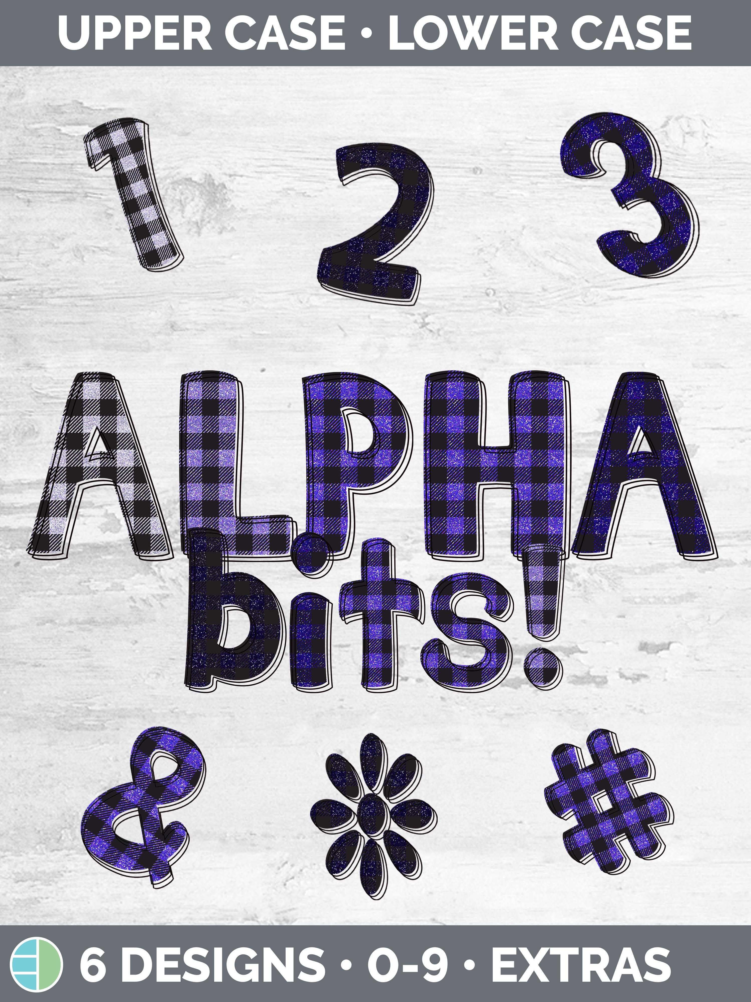 Purple Buffalo Plaid Alpha Doodle | Sublimation Alphabet Set