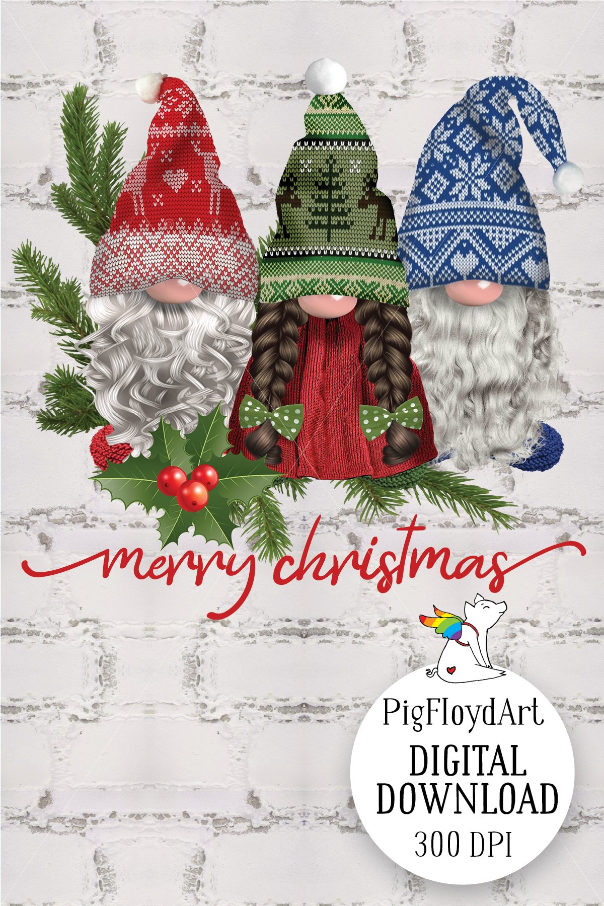 Merry Christmas Gnomes, Png Sublimation, Scandinavian Gnomes