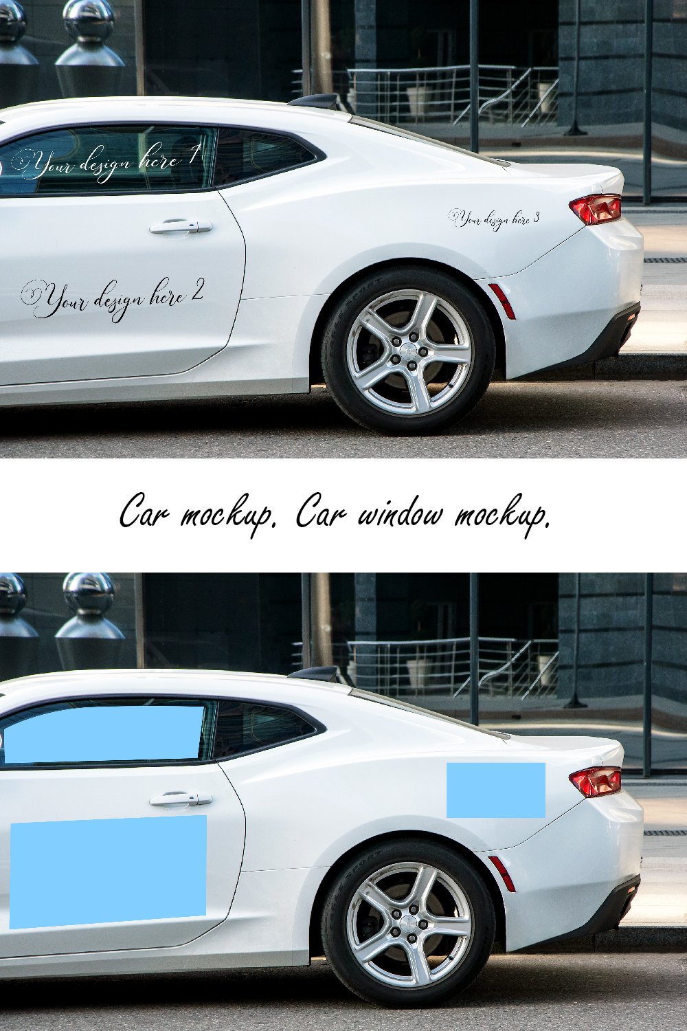 Car mockup. Car window mockup.