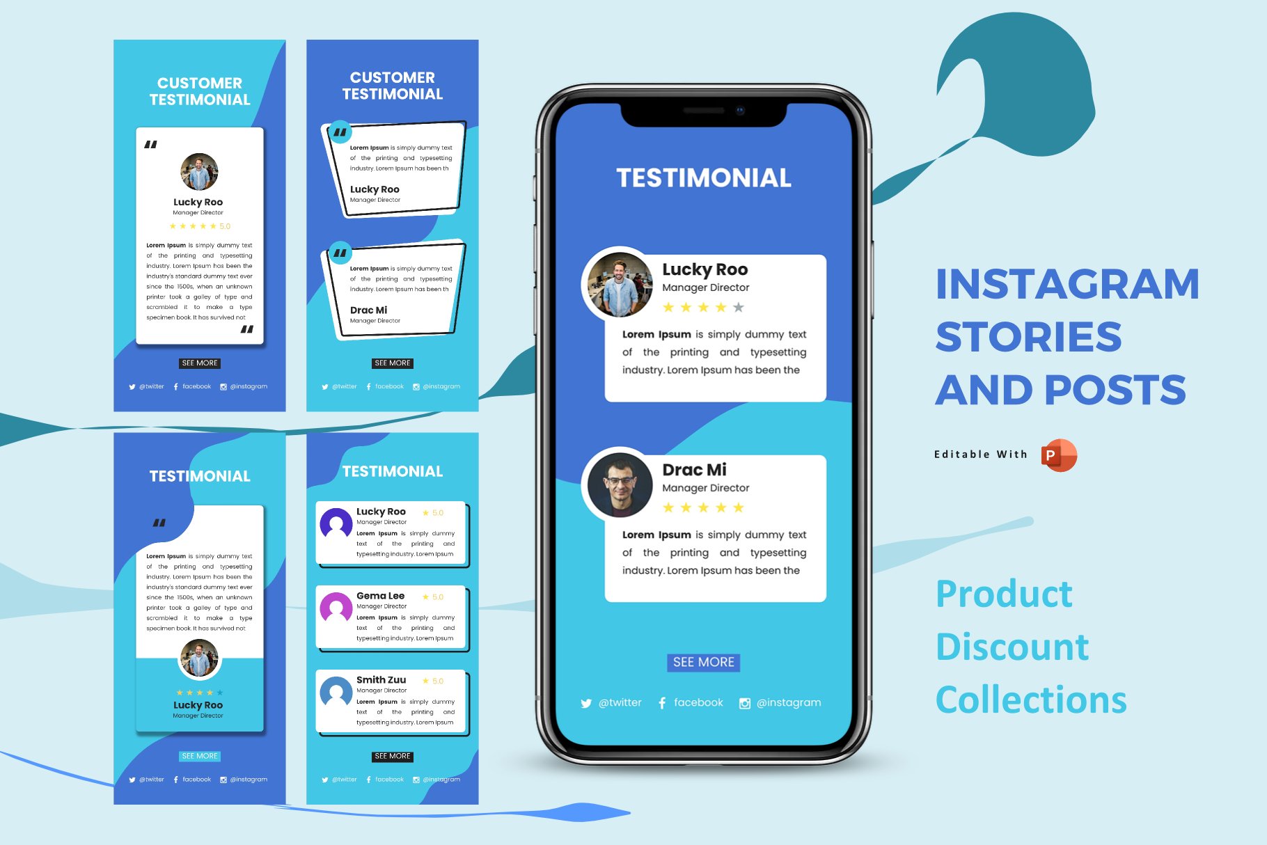 Instagram stories and posts powerpoint template - (719124)