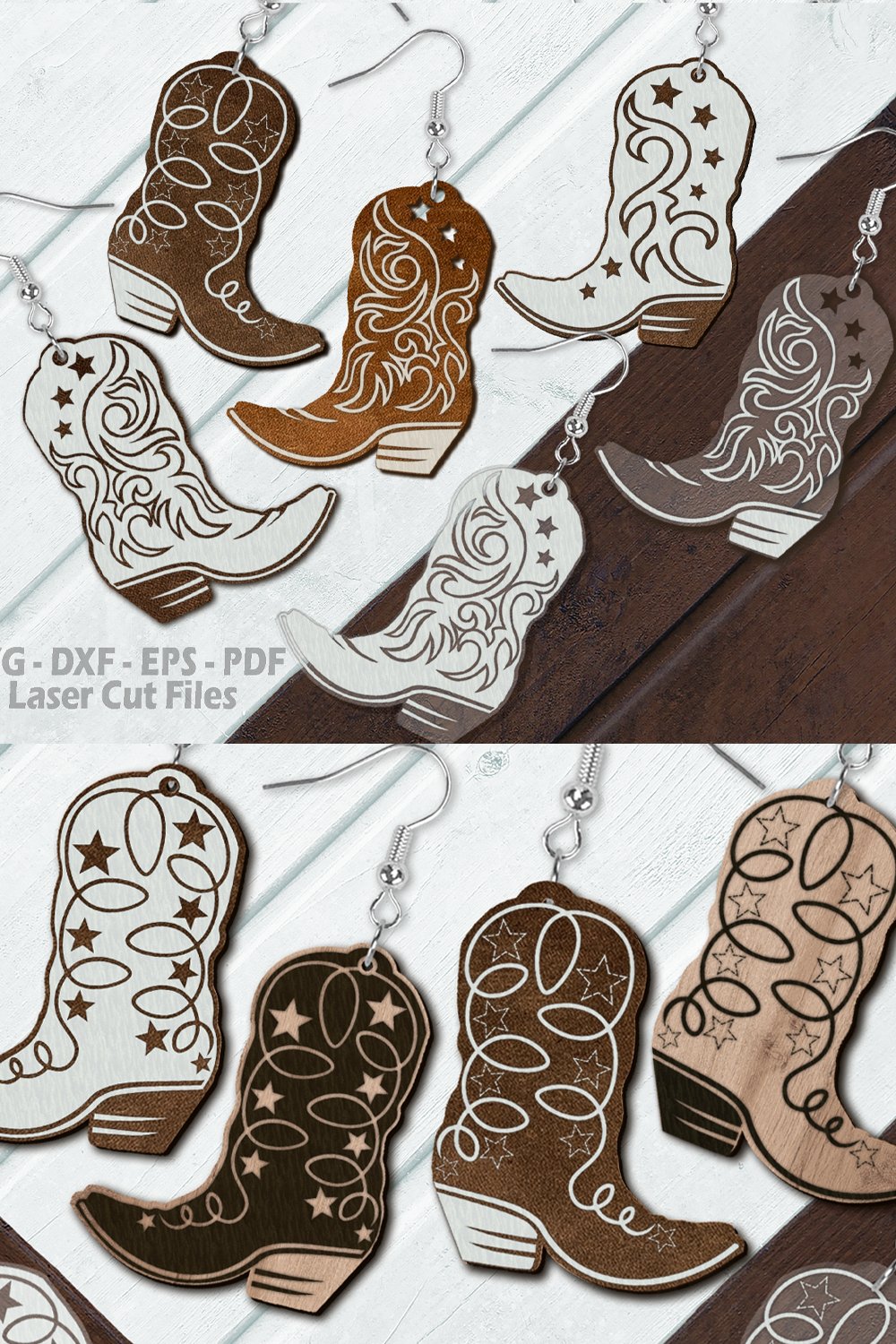 Cowboy Boot Earrings SVG |Laser Cut Files | Western Earring