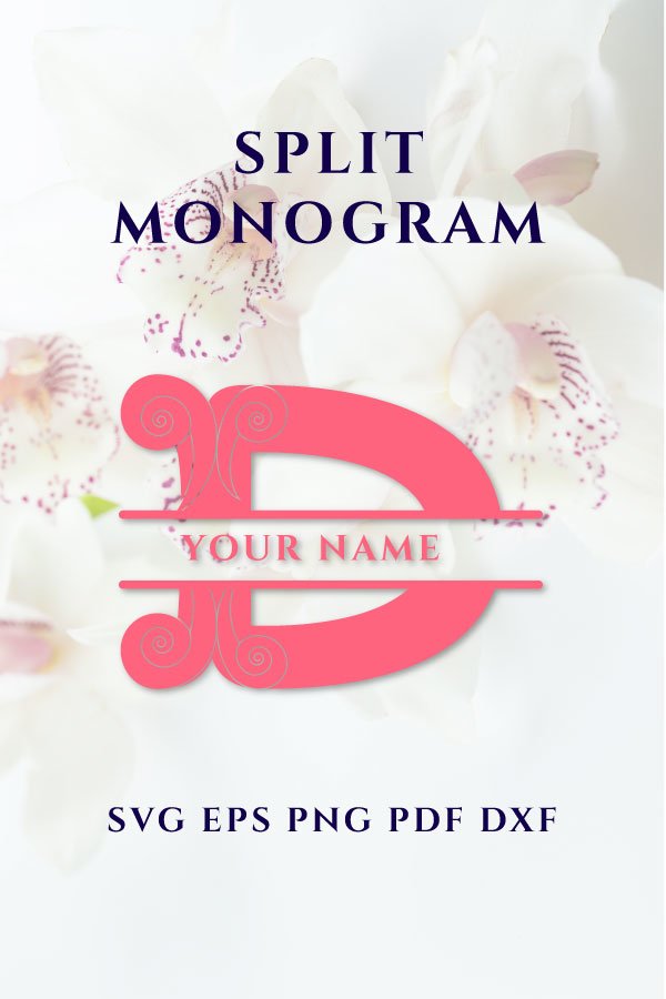 Split letter D monogram. SVG cut file
