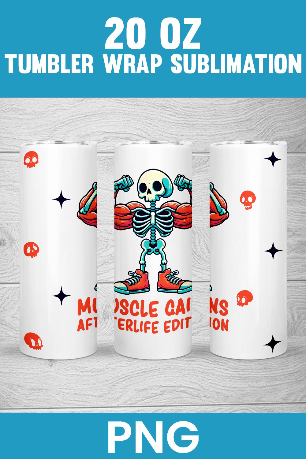 Flexing Muscles Skeleton 20oz Tumbler Wrap Sublimation