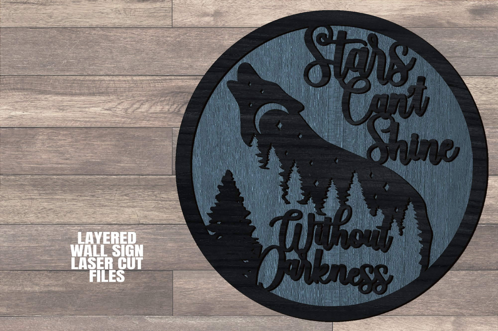 Wolf Round Wall Sign SVG Glowforge Laser Cut Files