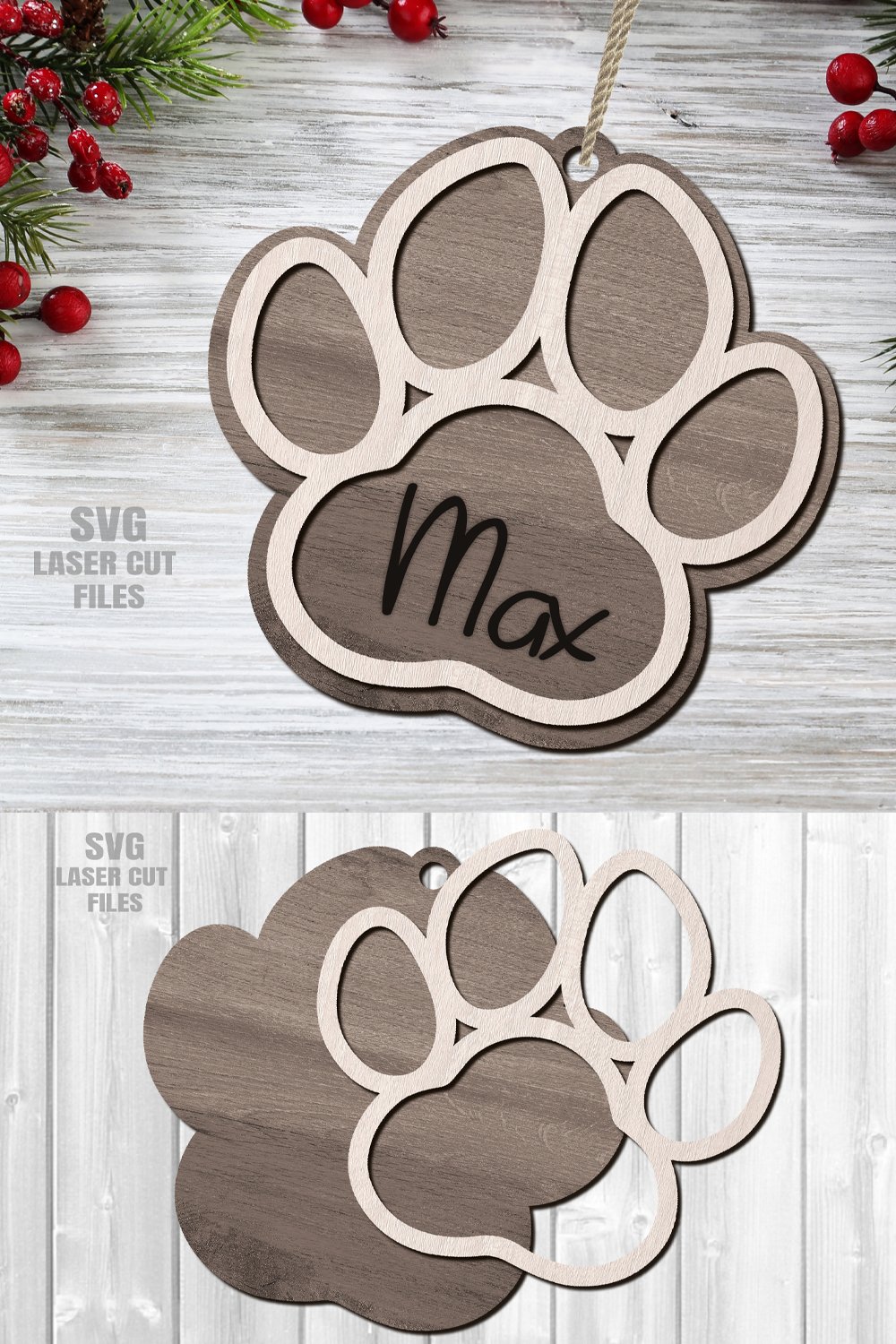 Monogram Paw Print SVG | Dog Paw SVG Laser Cut Files