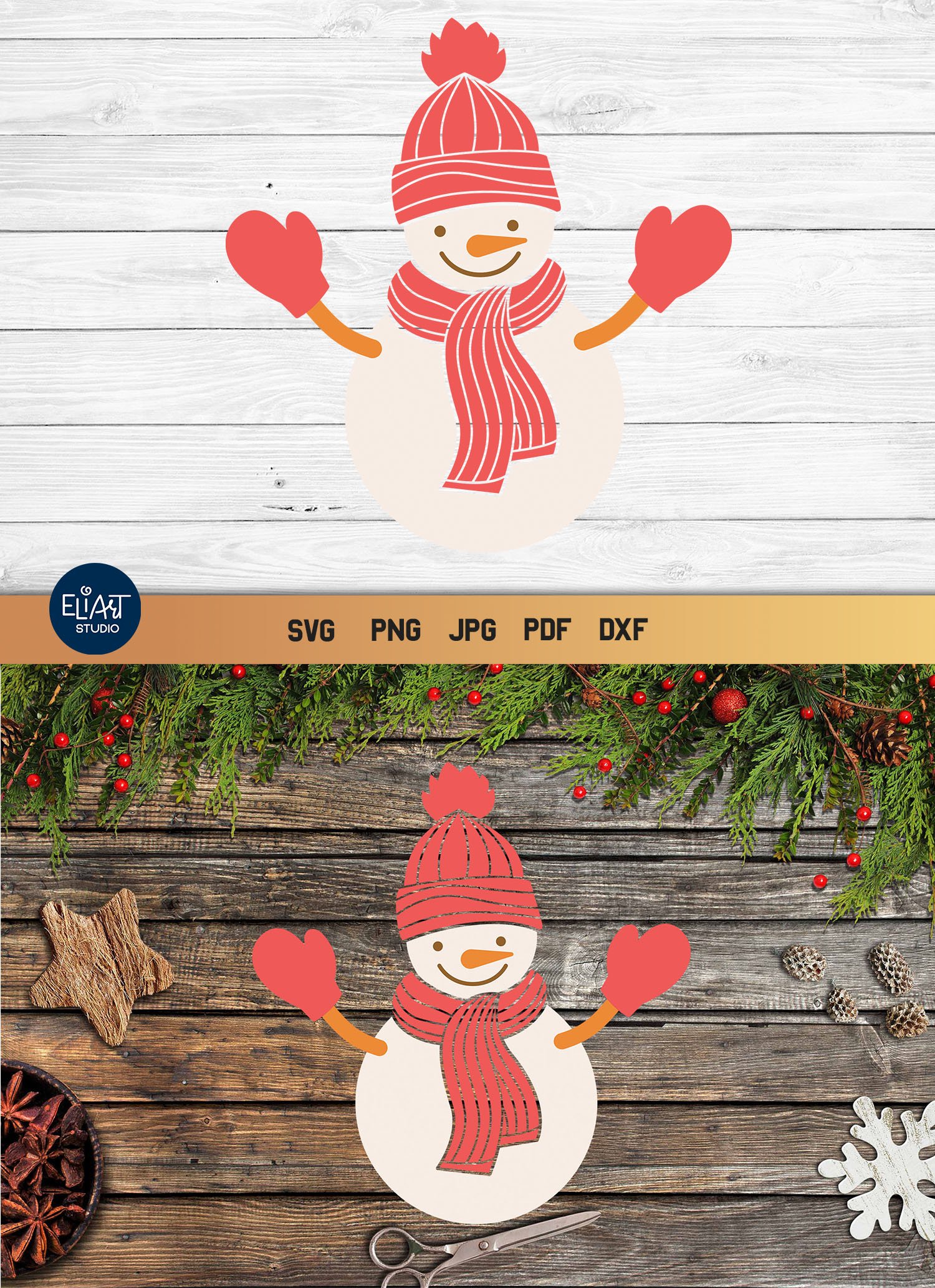 Snowman SVG Design | Snowman PNG Christmas Decor
