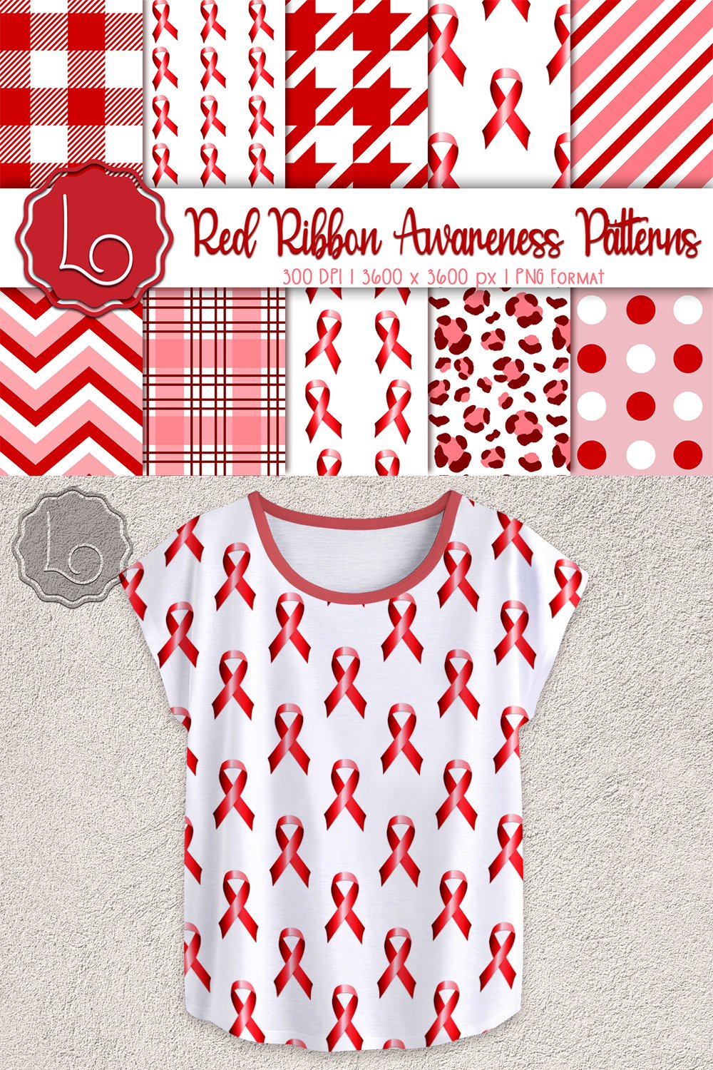 Red Ribbon Awareness Patterns
