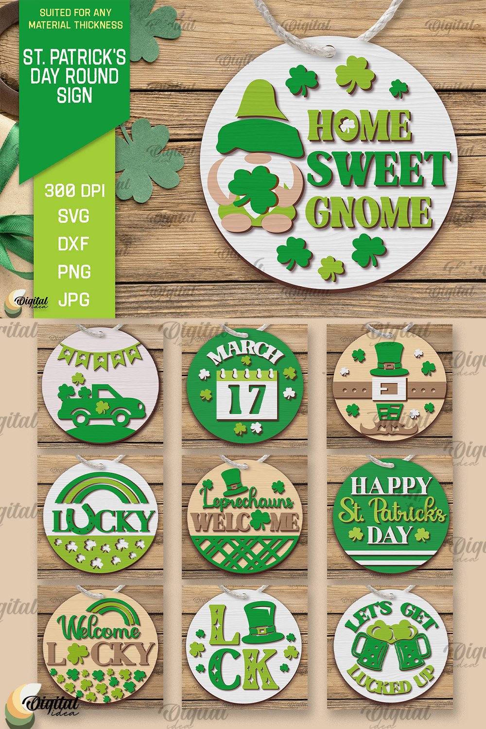 St. Patrick's Day SVG Bundle. Round Sign Laser Cut