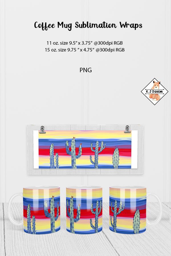Cactus Coffee Mug Sublimation Wraps