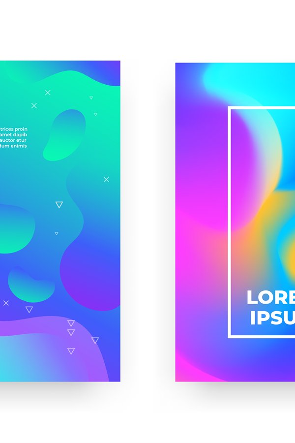 Abstract posters. Trendy minimal gradient banners with simpl