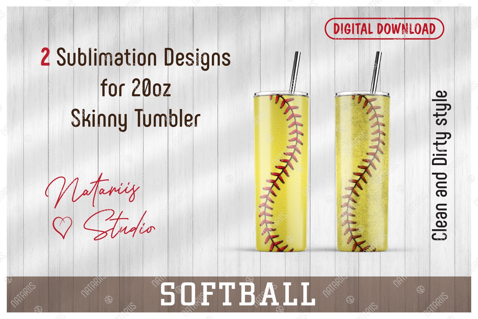 2 Realistic Softball Patterns for 20oz SKINNY (1209797)