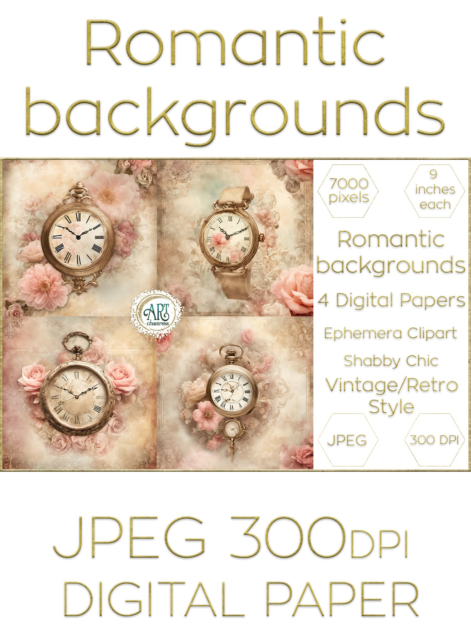 Watercolor Digital Paper Collage Sheets scrapbook (2910086)
