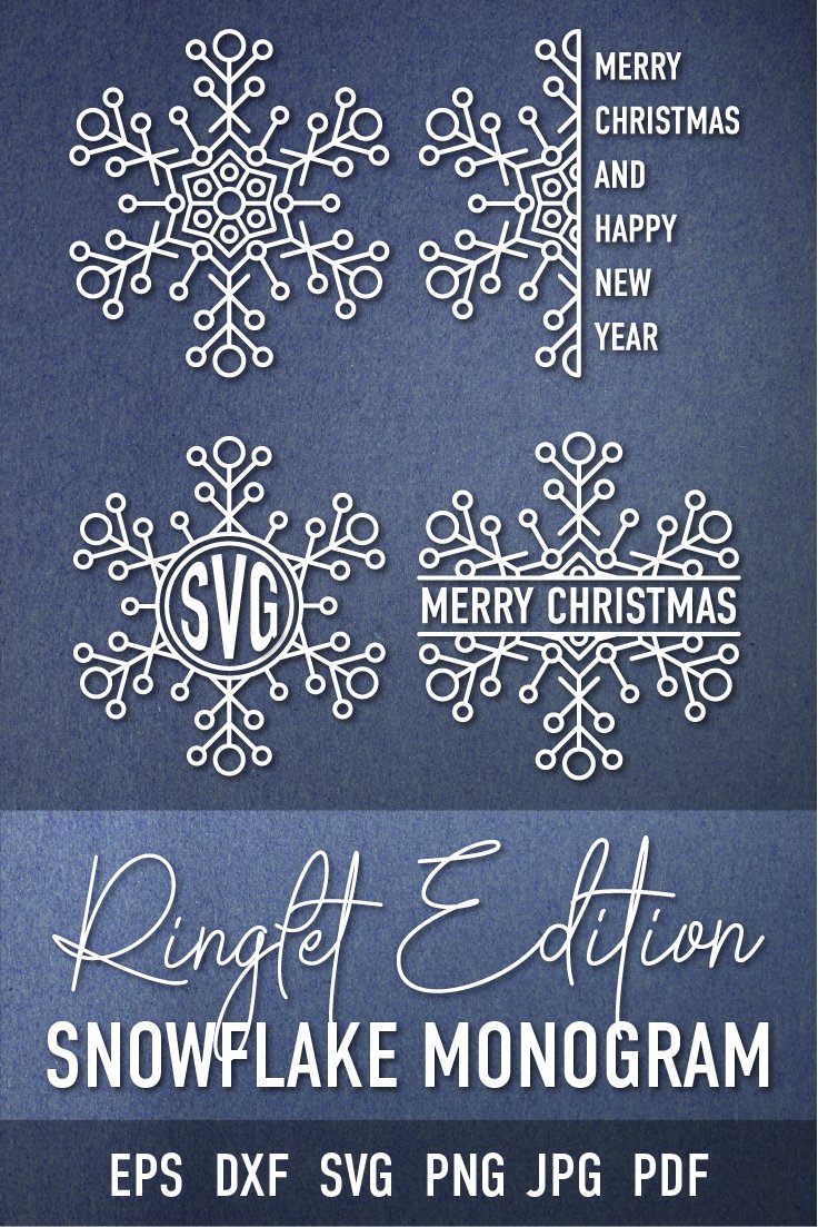 Snowflake Split Monogram And Round Frame | SVG cut (1098751)