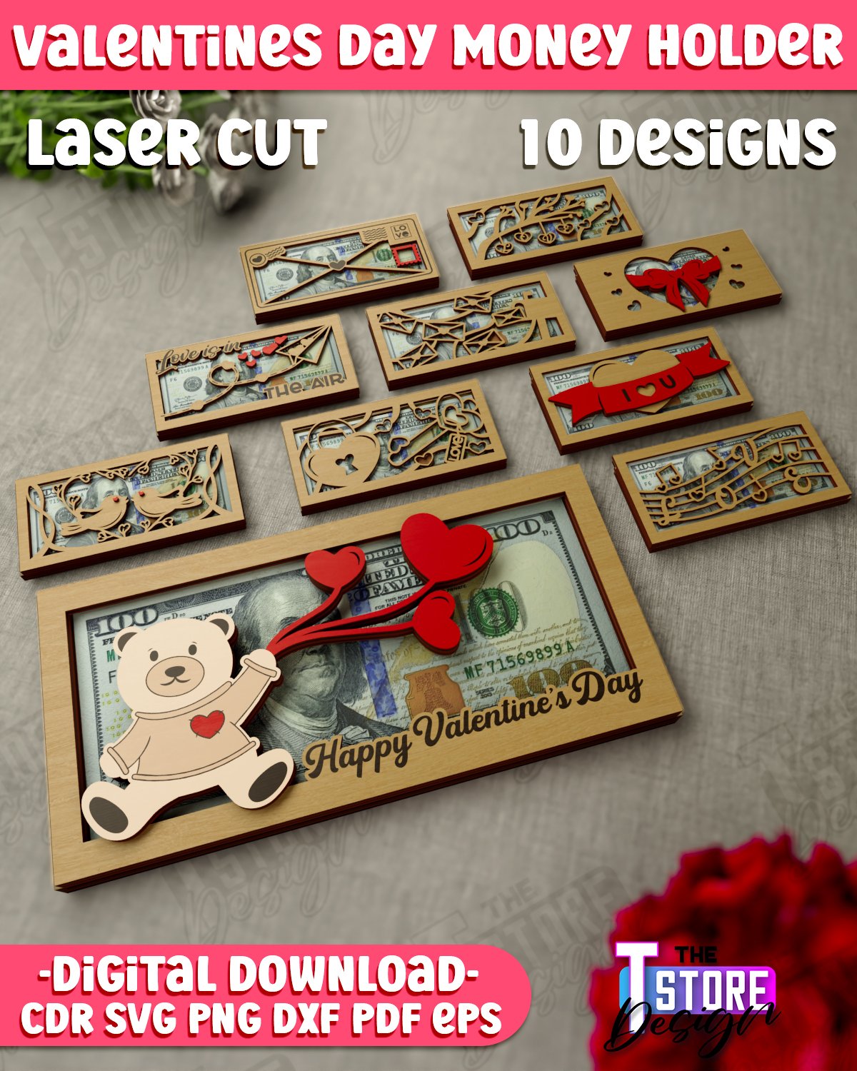 Valentine's Day Money Holders Laser Cut Bundle | Gift Holder