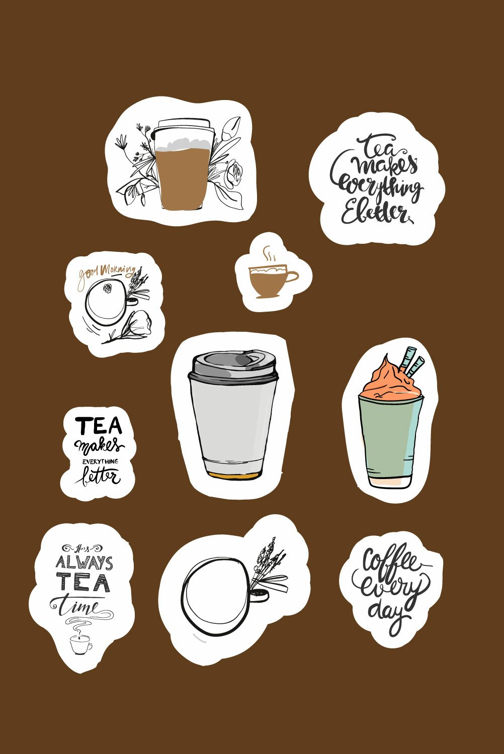 Stickers for planners| Coffee and tea sticker pack