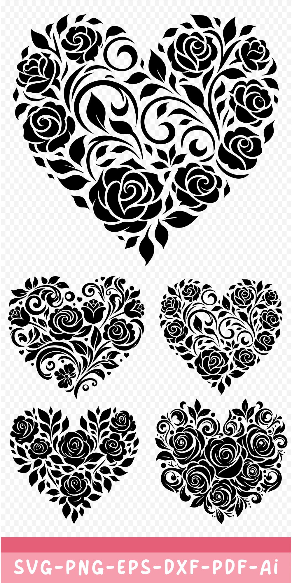 Rose Heart SVG, Valentines Day SVG, wedding flowers Files