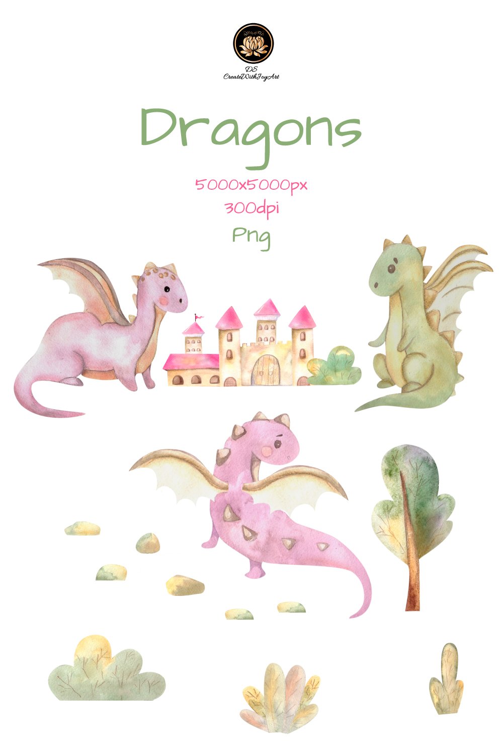 Dragons PNG/Watercolor set Dragons/