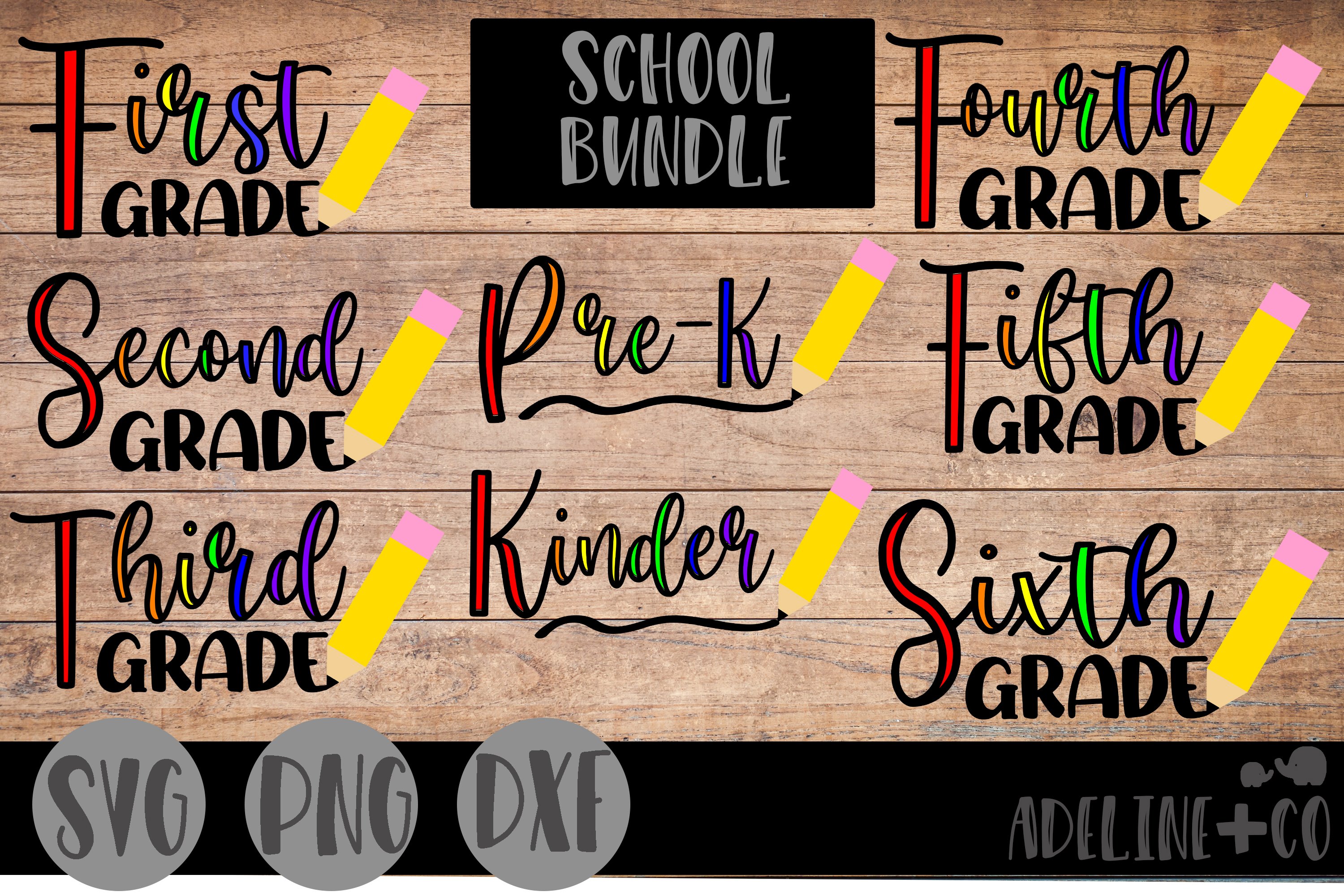 School grade bundle, SVG, PNG, DXF