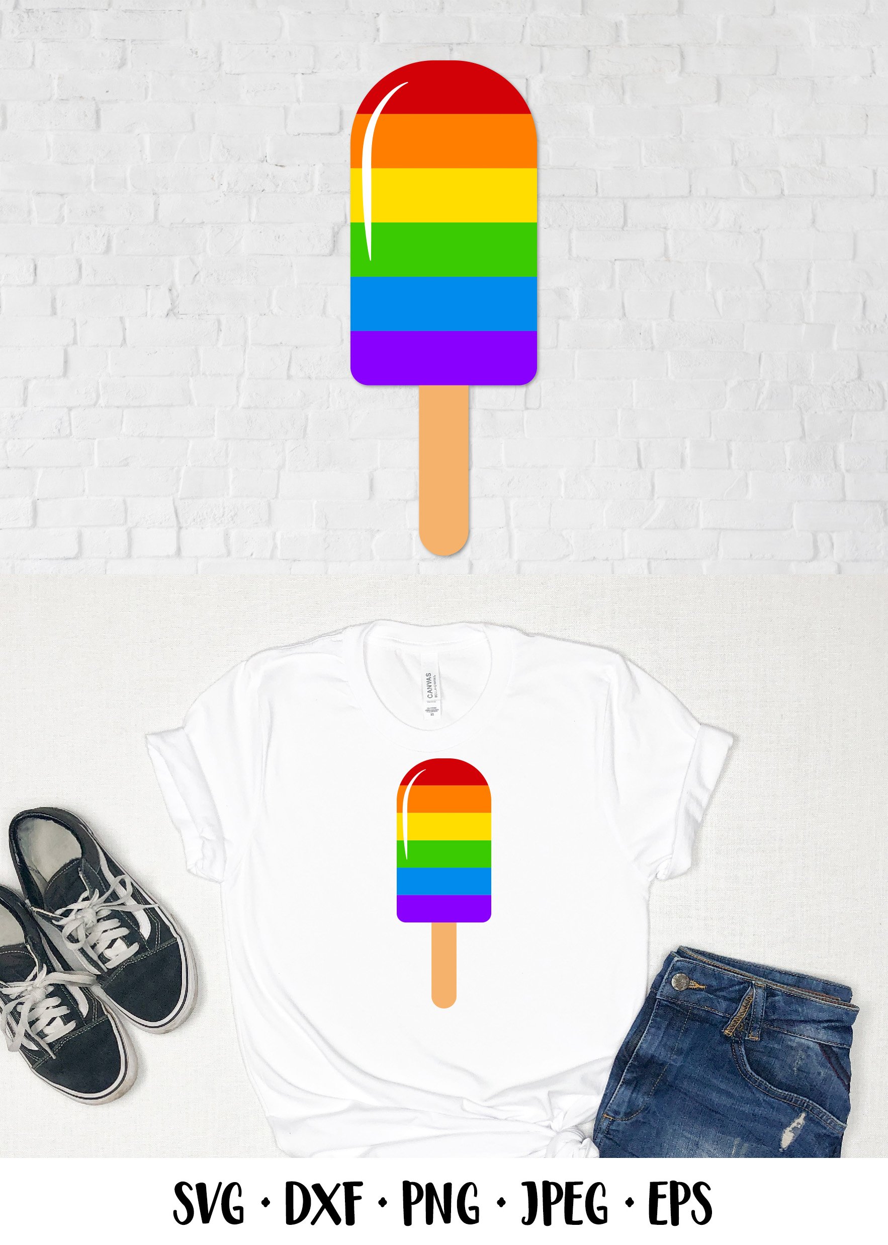 Rainbow ice cream SVG. LGBT flag. LGBTQIA pride month