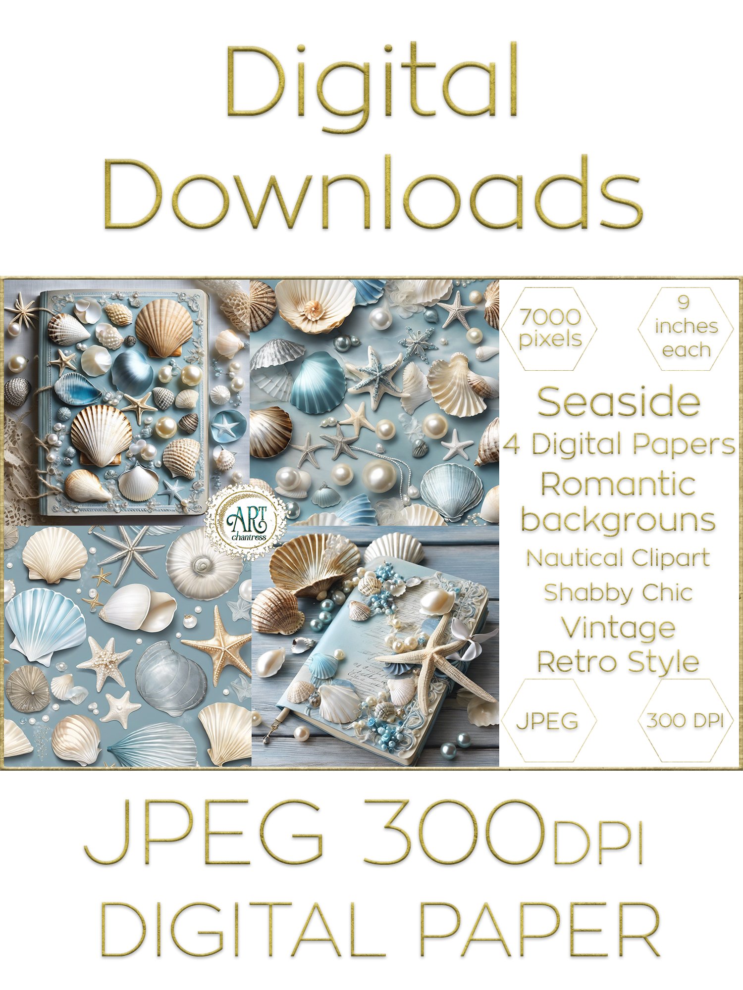 Seaside Watercolor Nautical Romantic Digital (4084347)