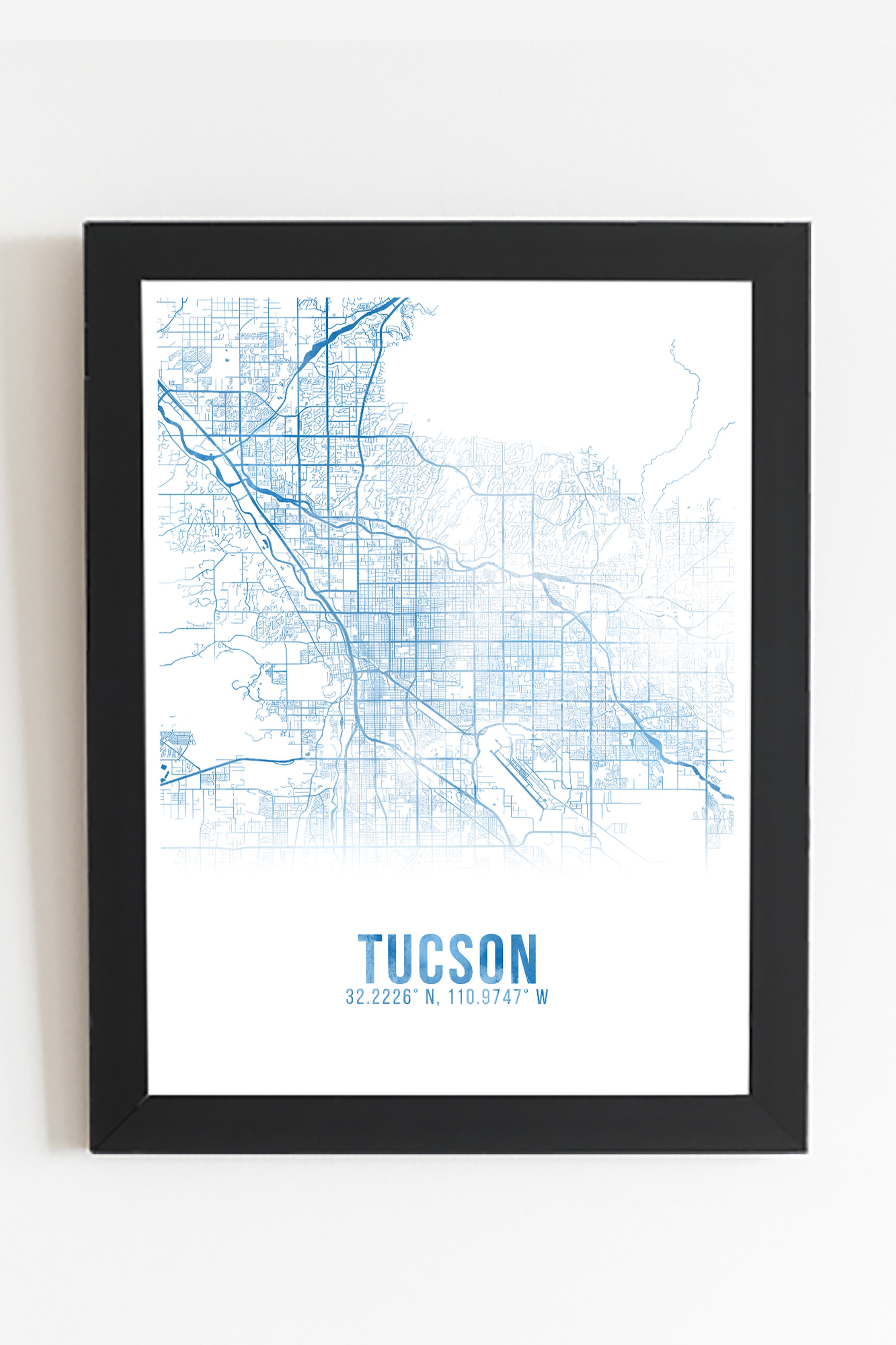 Tucson Watercolor City Map Poster