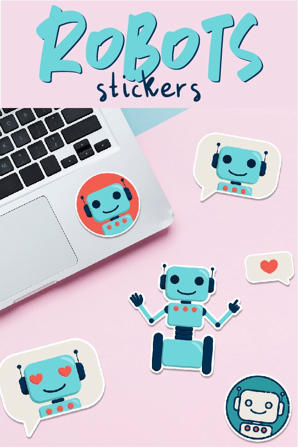 Cute robots stickers for boys