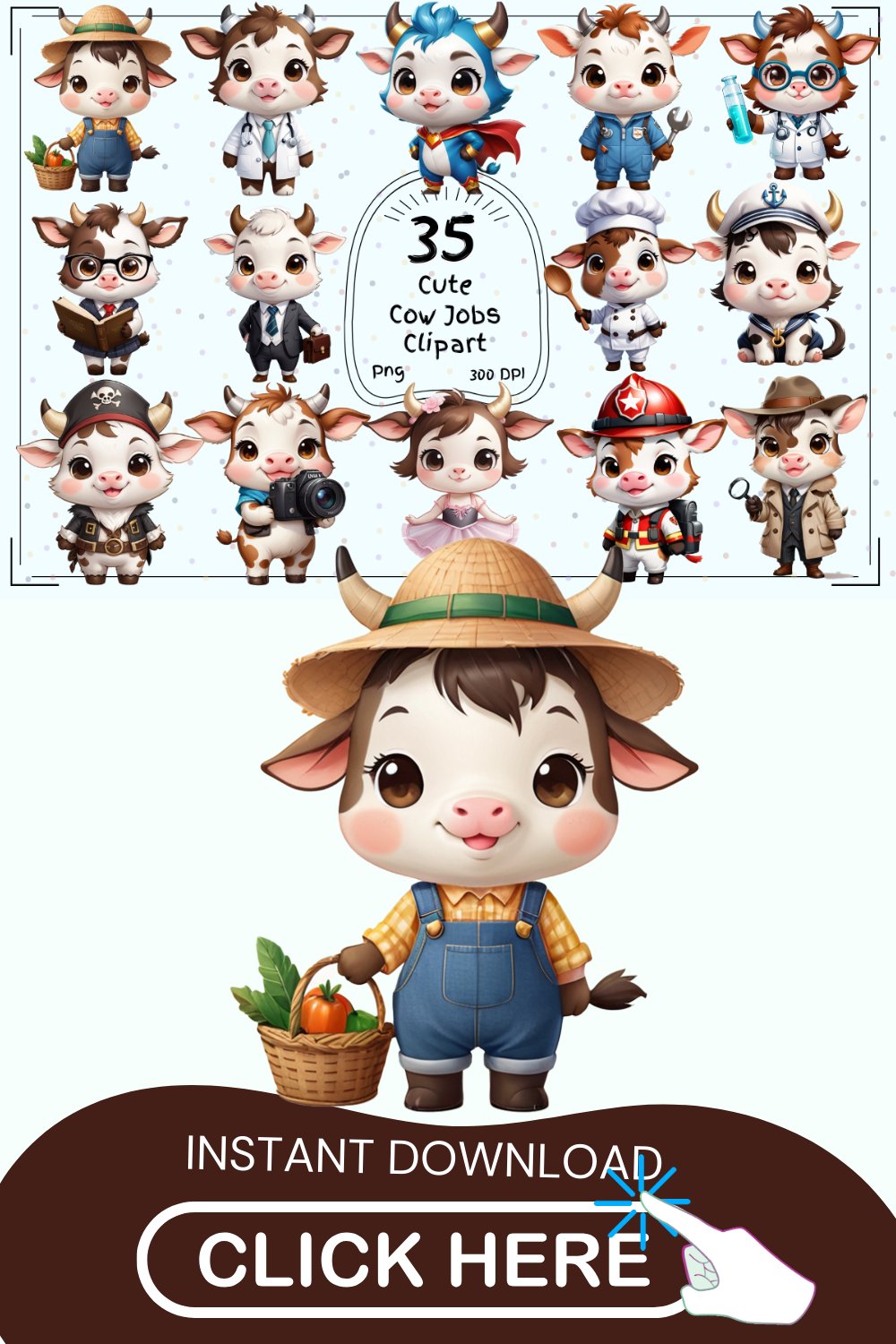 35 Cute Cow Jobs Clipart - Adorable Career Graphics