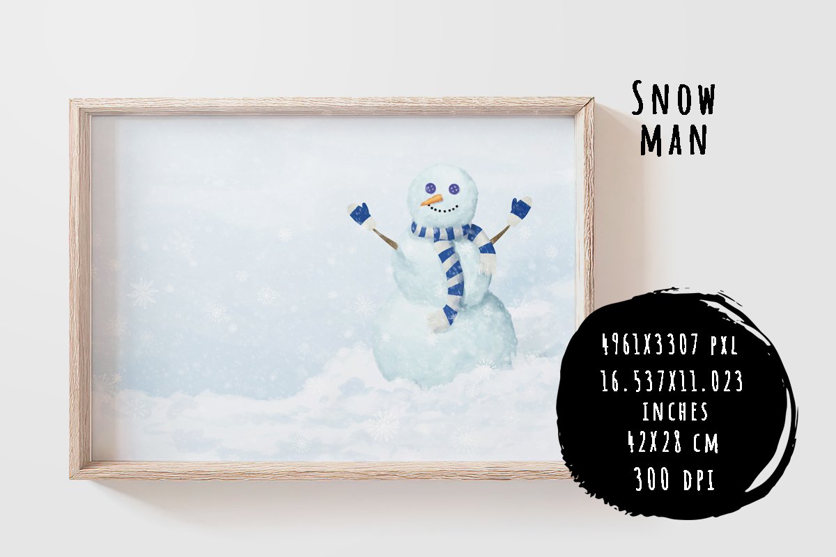 Snowman. Winter positive illustration